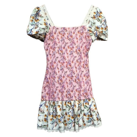 foxiedox | Dresses | Foxiedox Maribella Mini Dress Xs Smocked Flounce ...